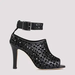 Manolo Blahnik Tingah Laser-cut Stiletto Pumps With Buckled Ankle Strap - Black