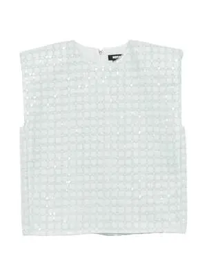 ROTATE BY BIRGER CHRISTENSEN Embroidered Mini Top With Back Zip Closure