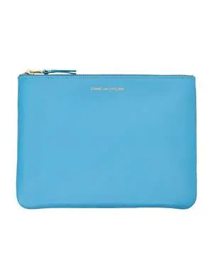 Comme Des Garçons Smooth Leather Mini Pouch Handbag 16cm X 21cm - Blue