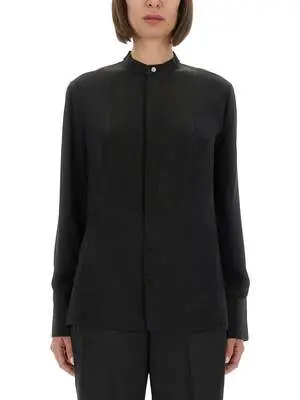 Victoria Beckham Long Sleeve Silk Shirt - Black