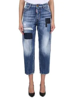 Dsquared2 Multicolor Waved Stripes Patchwork Denim Jeans - Blue