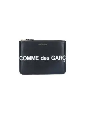 Comme Des Garçons Logo Print Leather Pouch - Black