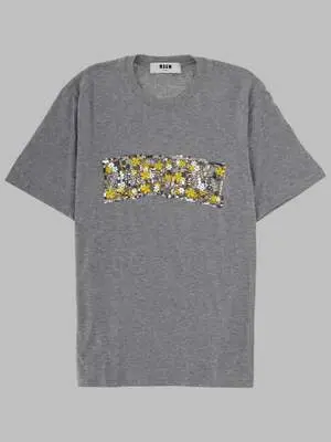 MSGM Logo T-shirt With Paint Details For - Grey