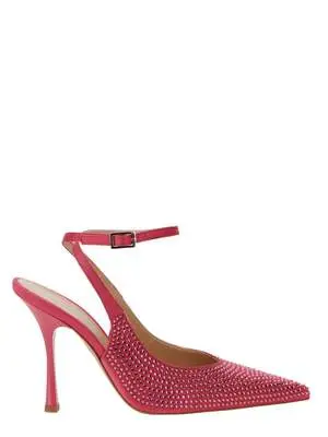 LEONIE HANNE X LIU JO Embellished Satin Slingback With Hourglass Heel - Fuchsia