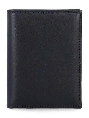 Comme Des Garçons Refined Bi-fold Wallet With Gold-tone Interior 10.5 Cm X 7.5 Cm - Nero