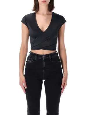 DIESEL® Wrap V-neck Cropped Top - Nero