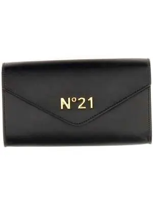 N°21 Leather Wallet With Logo - Black