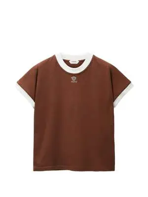 Versace Embroidered Medusa Logo Slim Fit T-shirt Size - Marrone