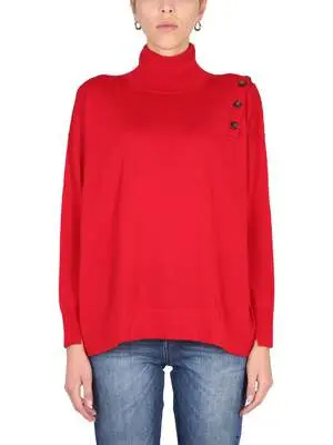 STEFANO MORTARI High Neck Shoulder Button Turtleneck Shirt