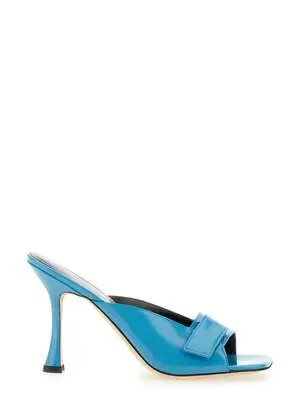 By Far Patent Leather High Heel Sandals - Azure
