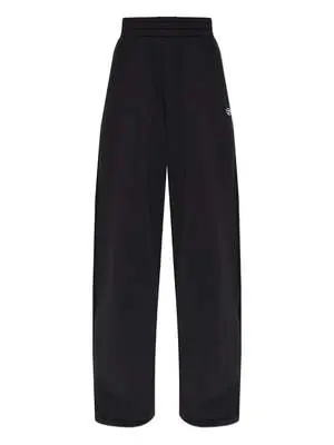 DIESEL® Loose-fitting Cotton Sweatpants With Embroidered Logo - Nero