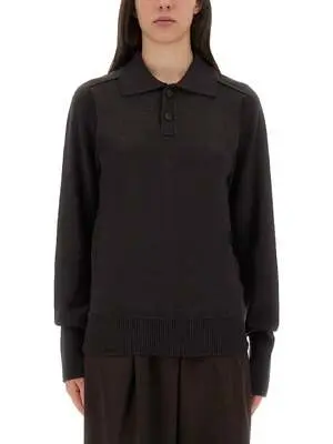 Studio Nicholson Inverness Polo Collar Shirt In Extrafine Merino Wool - Brown