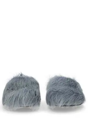 Marni Faux Fur Slip-on Slippers - Azure
