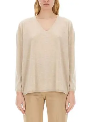 Max Mara Oversized V-neck Cashmere T-shirt