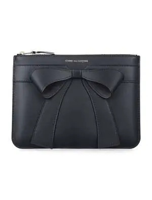 Comme Des Garçons Leather Bow Pouch - Nero