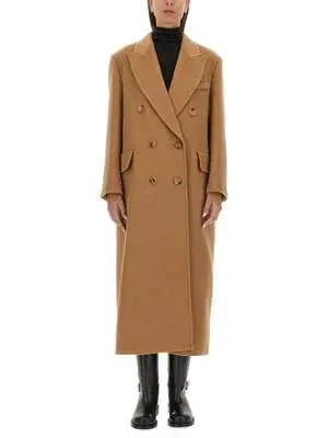 Max Mara Camel Wool Double Breasted Coat - Beige