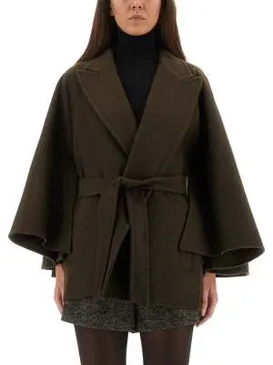 Max Mara Camel Wool Double Breasted Coat - Green