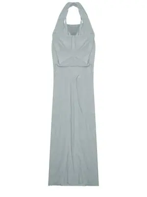 ALYSI Halterneck Maxi Dress In Silk - Grey