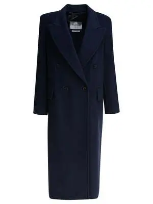 Max Mara Wool Broadcloth Midi Coat - Blue
