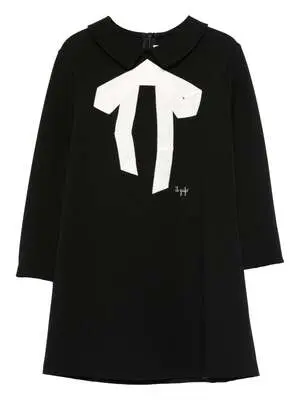 IL GUFO Long Sleeve Mini Dress With Bow Detail