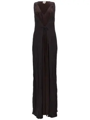 ALYSI Sleeveless Long Suit Dress With Tie Detail