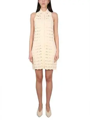 Max Mara Sleeveless Perforated Button-up Shirt Dress