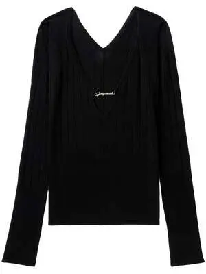 Jacquemus Le T-shirt Pralùce Cropped Ribbed Top