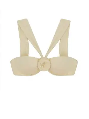 LA REVECHE Twisted Rose Bikini Top - Ivory