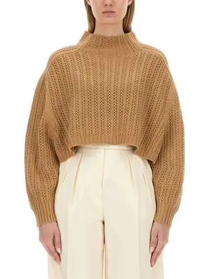 Max Mara Hodeida High Neck Knit Top - Beige