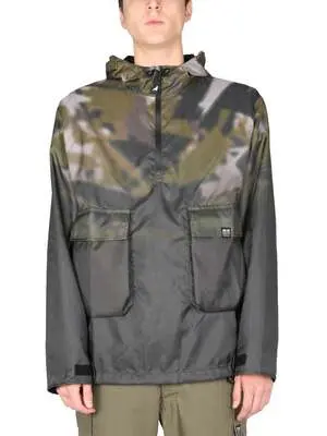 ARKAIR Camouflage-print Half-zip Hooded Jacket - Brown
