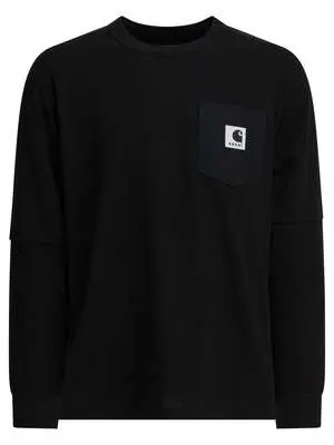 Sacai Long Sleeve Cotton T-shirt - Black
