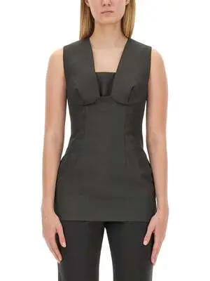 Sportmax Sleeveless V-neck Top - Grey