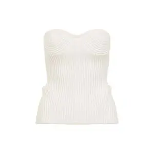 JEAN PAUL GAULTIER Ribbed Sweetheart Corset Top - White