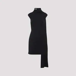 JEAN PAUL GAULTIER High Neck Mini Dress With Draped Detail - Black
