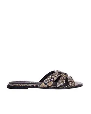 Pinko Strap Flat Sandals With Chain Detail - Multi