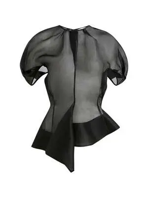 Khaite Asymmetrical Silk Mini Top - Nero