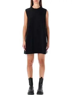 Sacai Short Dress With Contrasting Pleated Back - Black