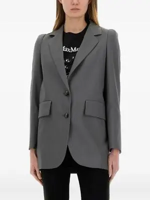 Max Mara Palanca Double-breasted Wool, Mohair And Silk-blend Blazer - Grey