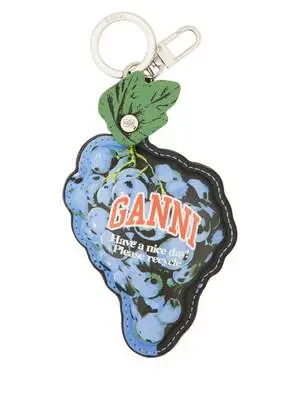 GANNI Mini Leather Keychain - Blue