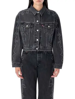 LEVI'S Cropped Mini '90s Trucker Denim Jacket - Black