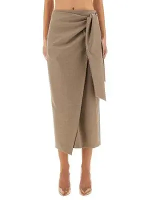 Max Mara Curzio Wool Wrap Skirt - Beige