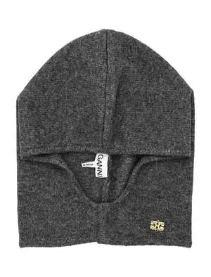 GANNI Ribbed Wool Balaclava - Phantom