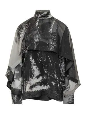 FERRAGAMO Silk Shirt With Artistic Print - Light Grey