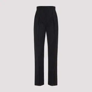 Max Mara Wool Pinstripe Tailored Trousers - Black