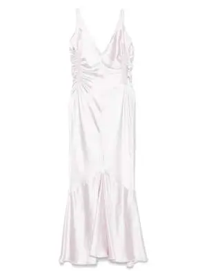 Sportmax Ruched V-neck Midi Dress - Pink
