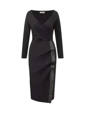 Chiara Boni La Petite Robe Jersey Draped Embellished Midi Dress - Black