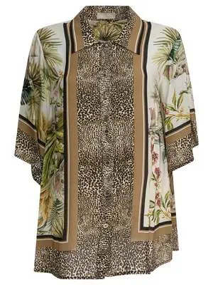 Elie Saab Savannah Print Chiffon Shirt - Brown