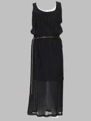 JOSHE Ribbed Knit Maxi Dress With Chain Belt