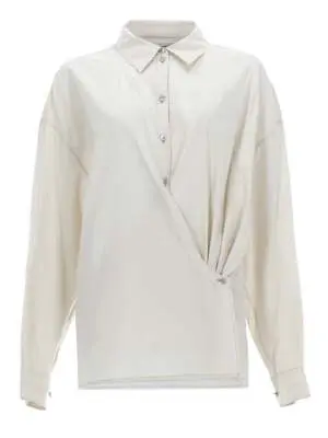 LEMAIRE Straight Collar Twisted Shirt In Washed Cotton Silk - Ivory