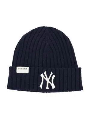 SPORTY & RICH Heritage Logo Ribbed Cashmere Wool Beanie